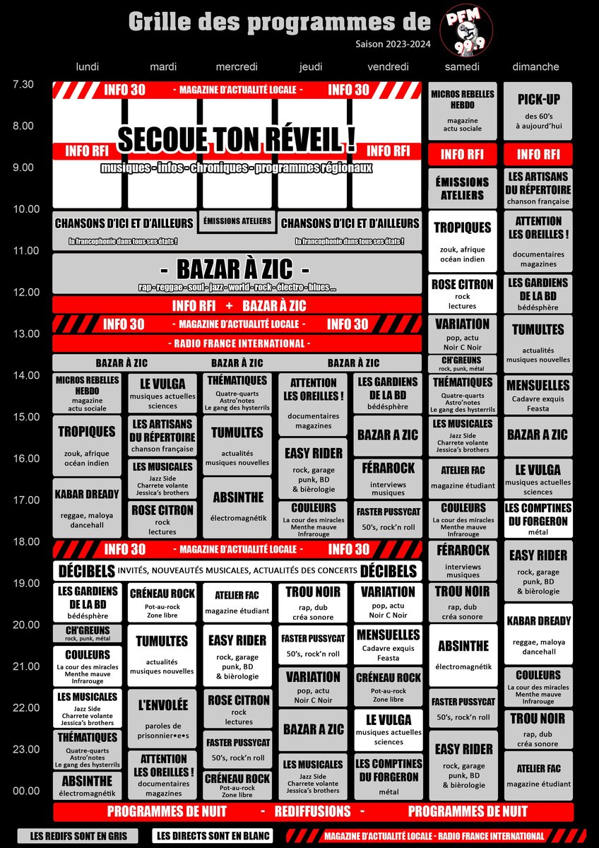 La grille des programmes - siteweb de radio pfm